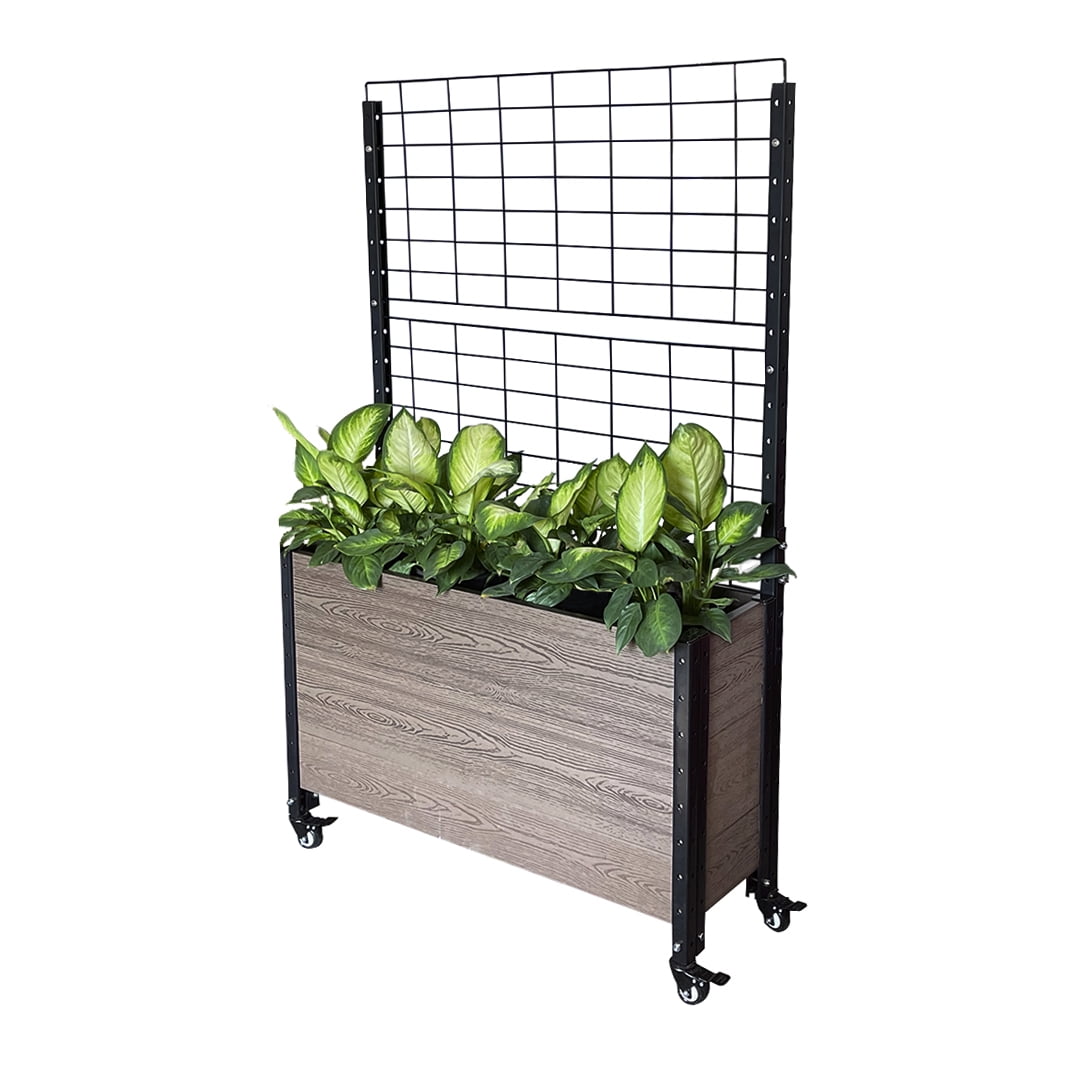 Everbloom K2121 Mobile Deep Trough 36" x 12" x 60" Brown Wood and Steel ...