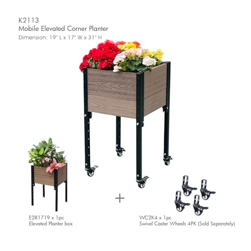 Everbloom Modular Elevated Wood Plastic Composite Planter Box in Brown ...