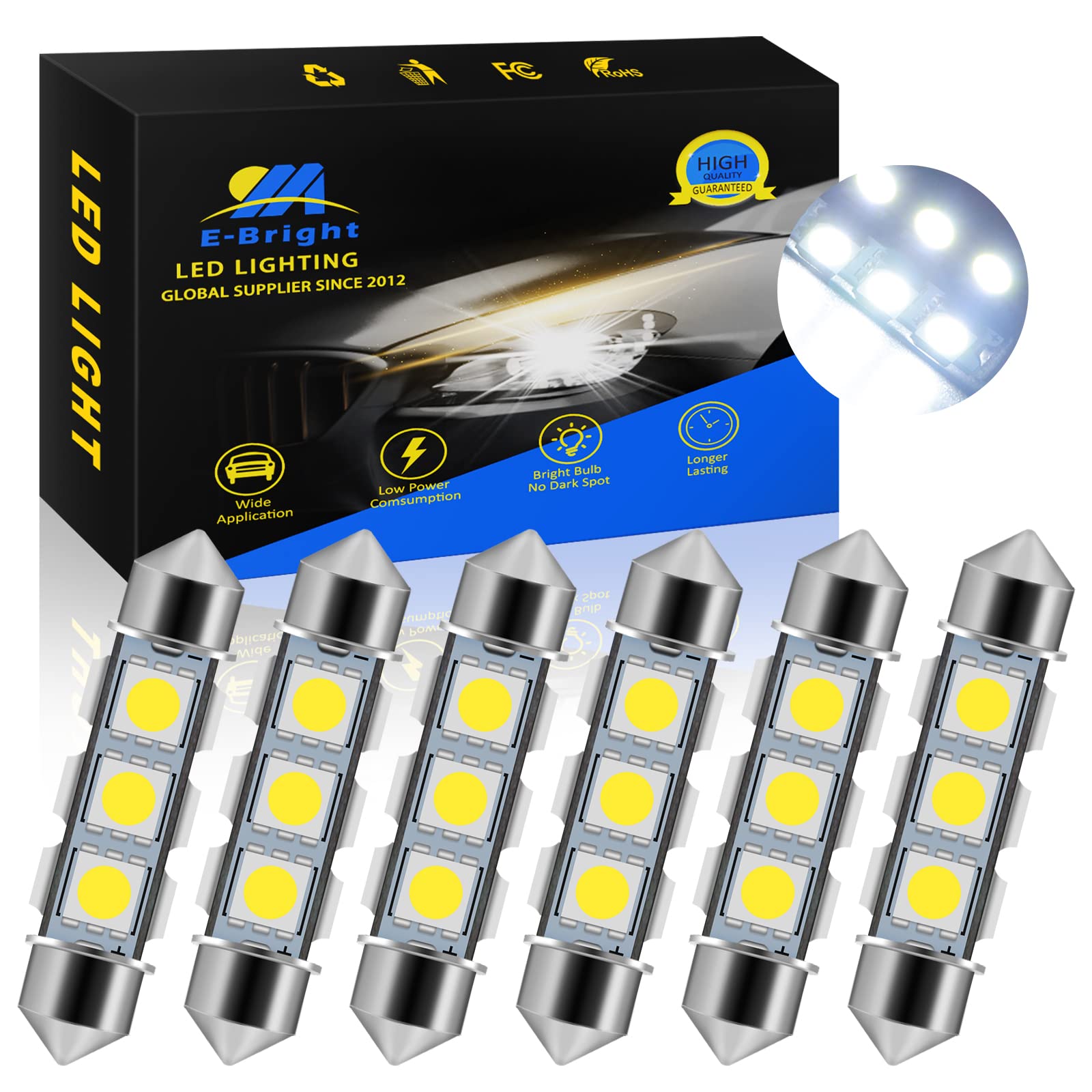 Everbright 6-Pack 44MM 578 OIF8 Led Bulb White, 569 211-2 212-2 Led ...