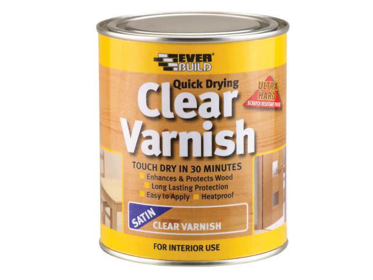 Everbuild - Quick Dry Wood Varnish Satin Clear 750ml - Walmart.com