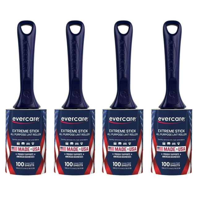 Evercare Extreme Stick All Purpose Lint Roller, 100 Sheets 4 Pack ...