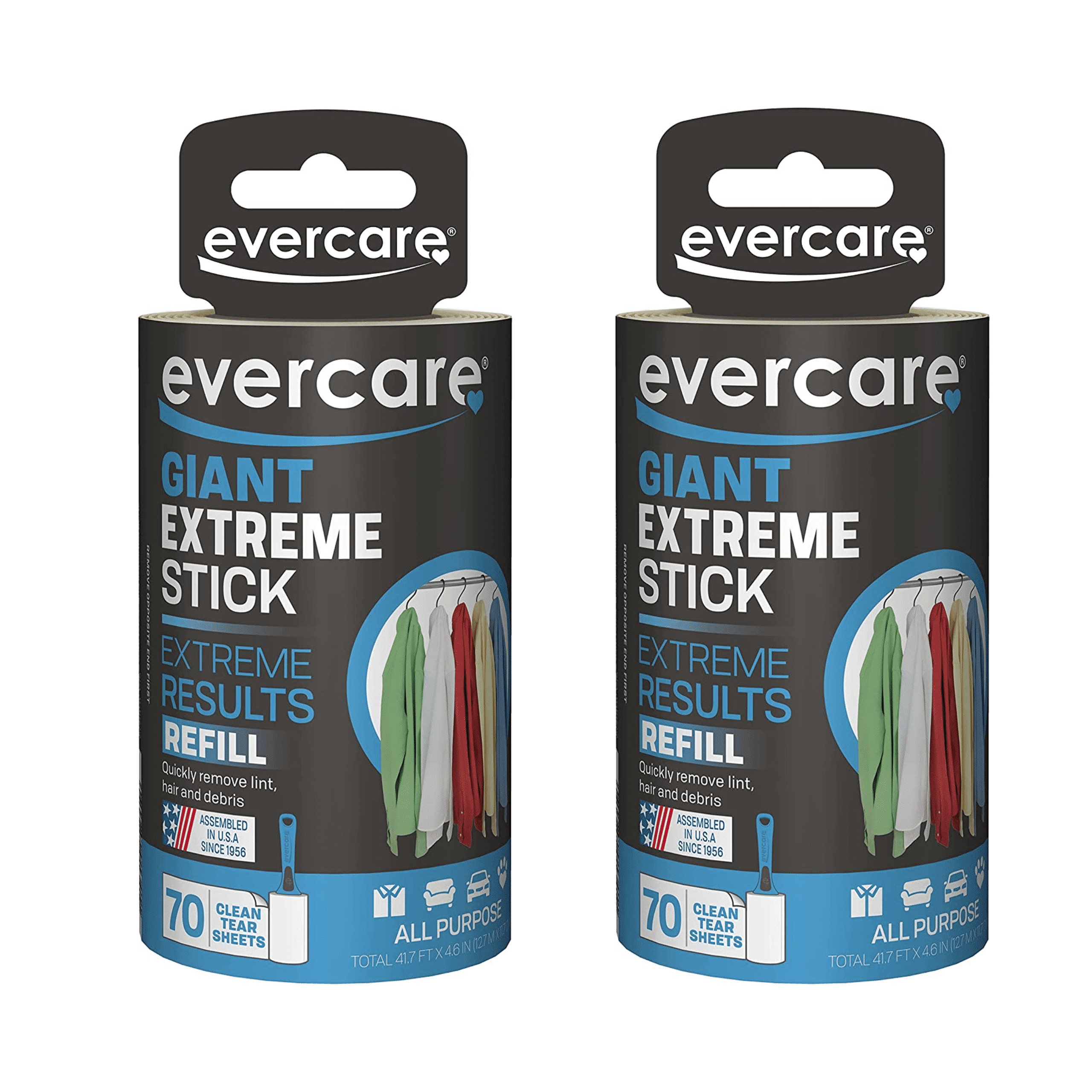 Evercare Giant Extreme Stick Lint Roller Refill, 60 Sheets per Roll, 2 Pack - Walmart.com
