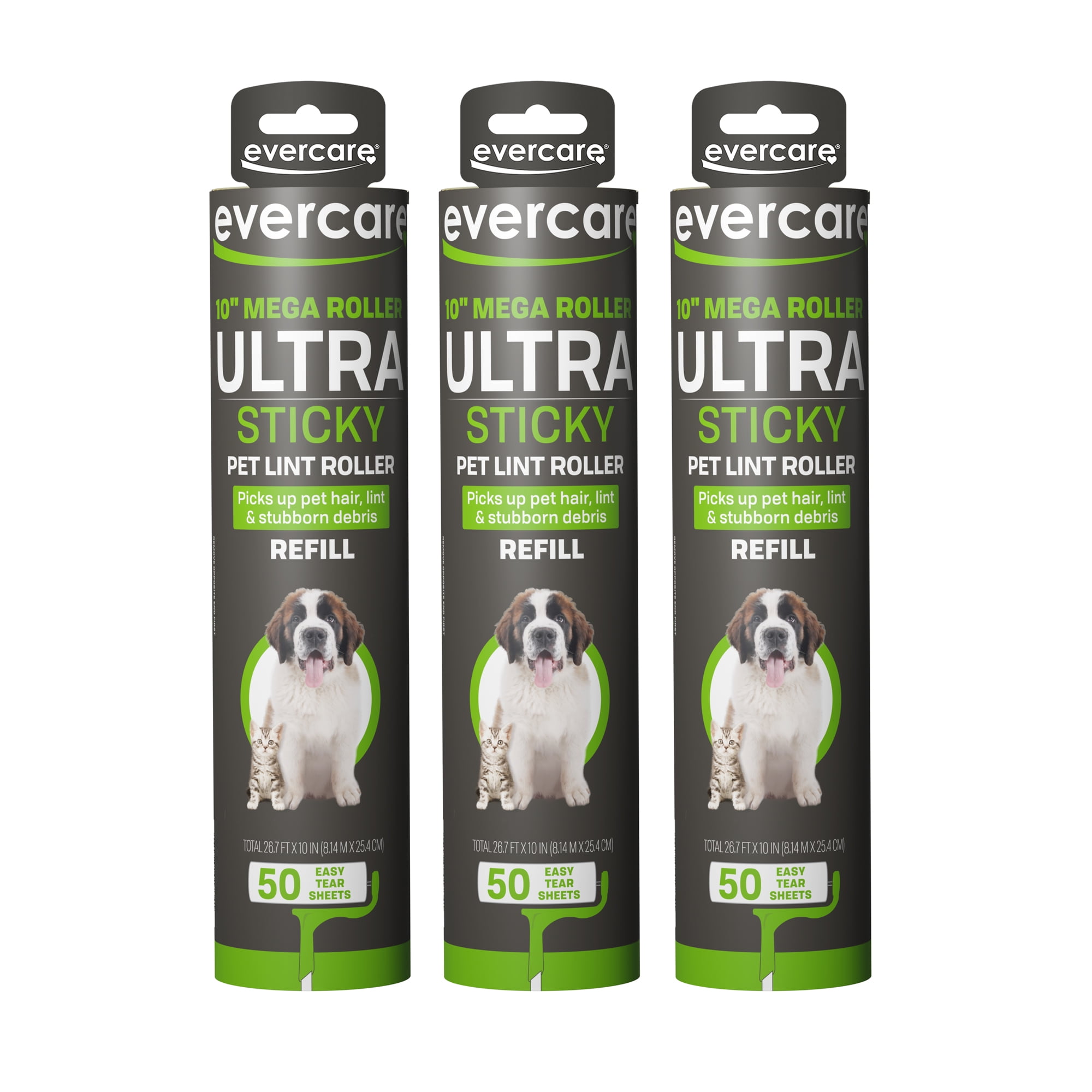 Evercare Pack of 3 All-Purpose Pet Mega Oversized Lint Roller Refills ...