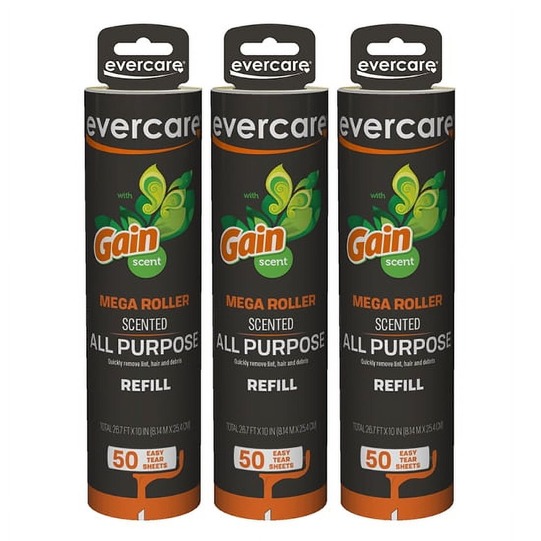 Evercare Mega Lint Roller Refills, Gain Scented, Pack of 3 - 50 Sheets ...
