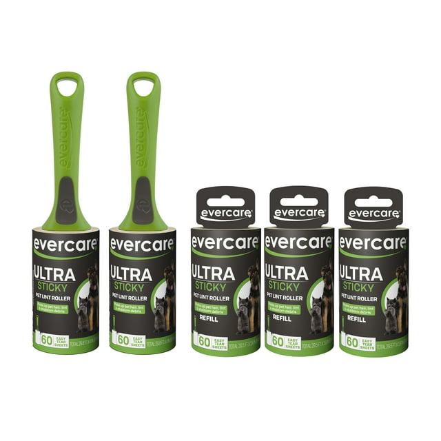 Evercare Ultra Sticky Pet 2 Lint Roller And 3 60 Sheet Refills Value ...