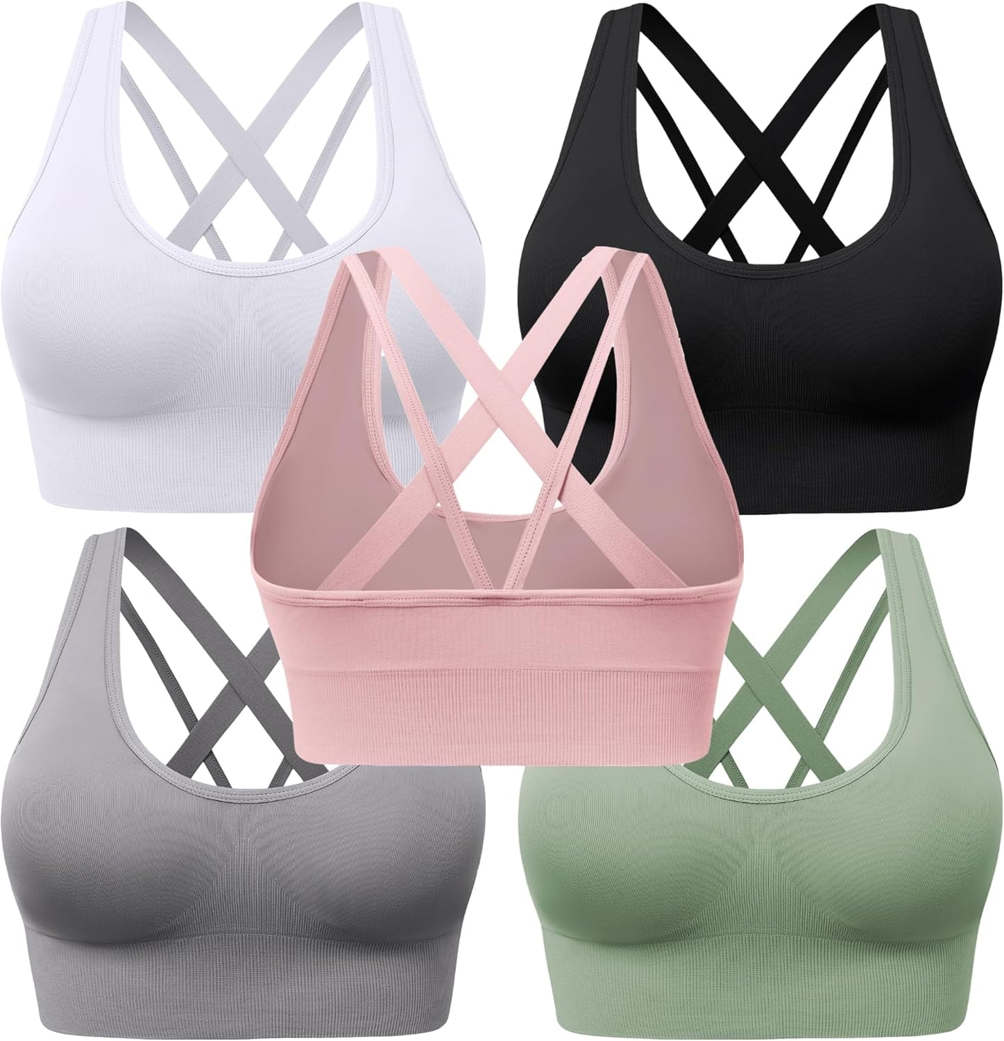 Evercute Sports Bra for Women Padded Medium Support Criss Cross Strappy ...