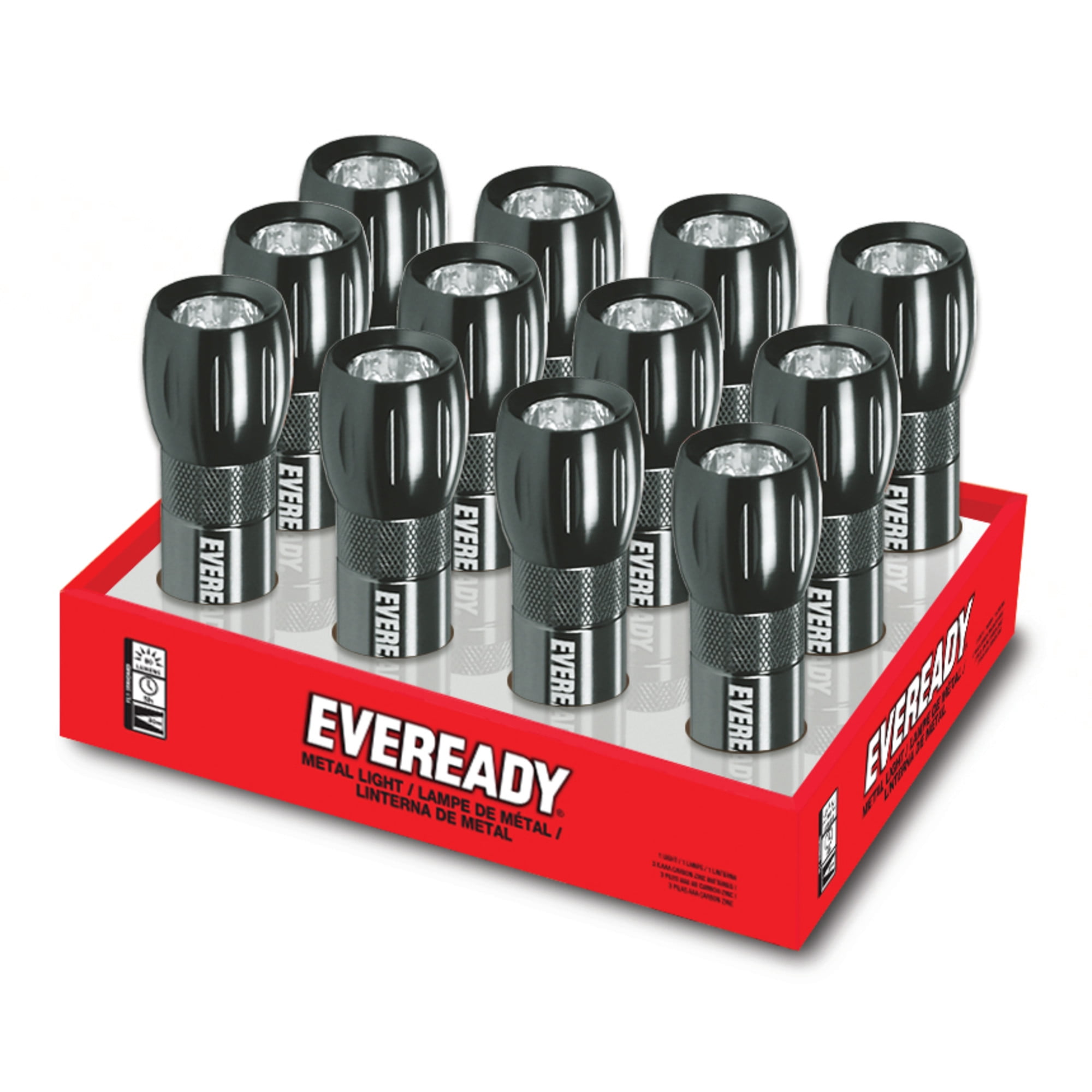 Eveready Compact Small LED Metal Flashlight with 3 AAA Batteries ...