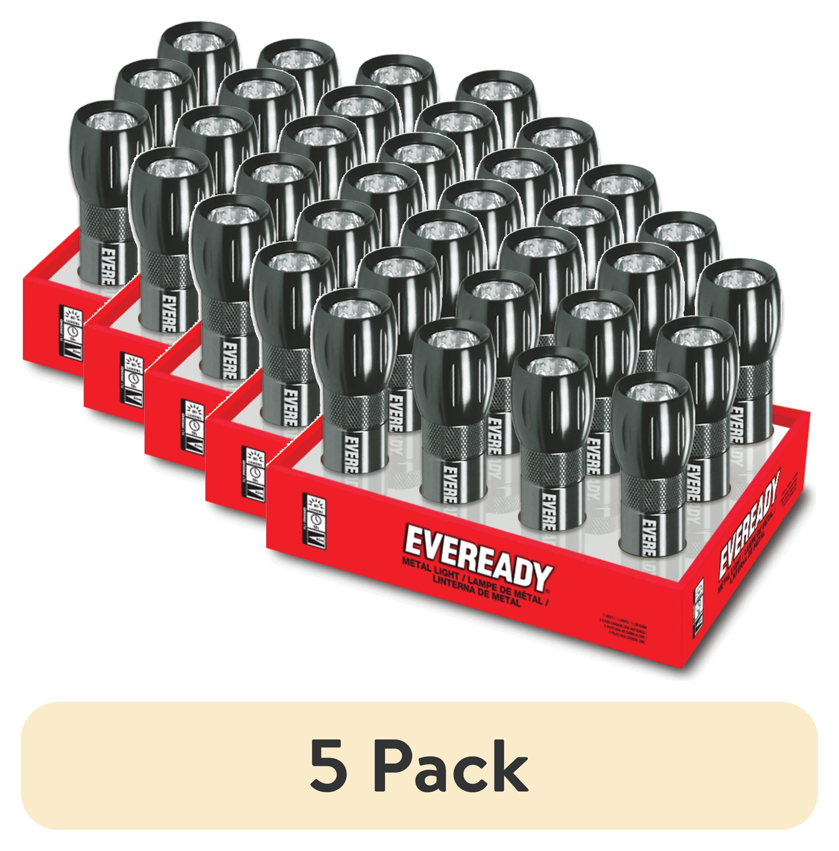 (5 pack) Eveready Compact LED Metal Flashlight, 3 AAA Batteries ...