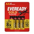 Eveready Gold Alkaline AA Batteries, 4 Pack of Double A Batteries ...