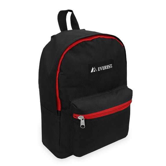Everest 15" Basic Backpack, Black/Red All Ages, Unisex 1045K-BK/RD, Carrier and Shoulder Book ...