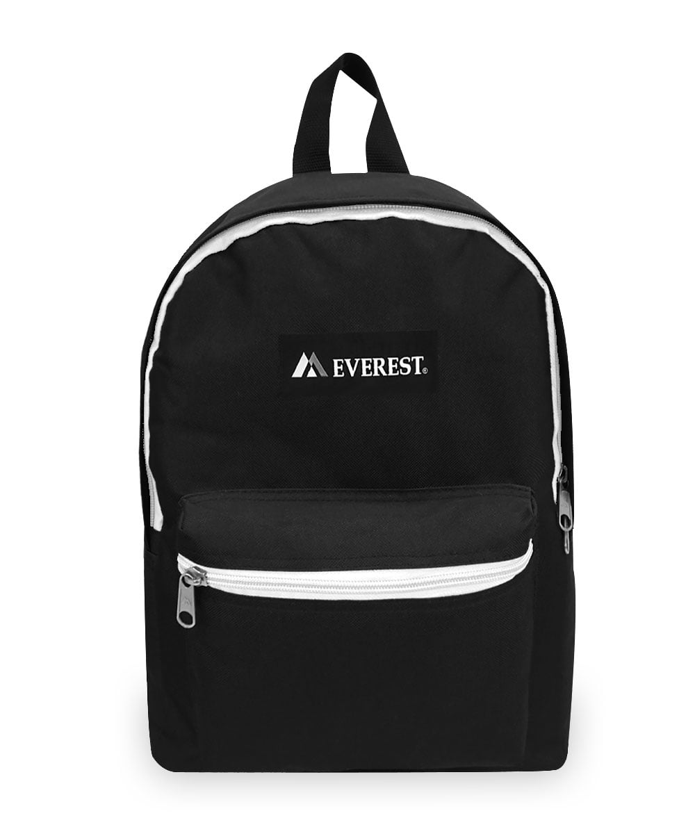Everest 15" Basic Backpack, Black/White All Ages, Unisex 1045K-BK/WHT, Carrier and Shoulder Book ...