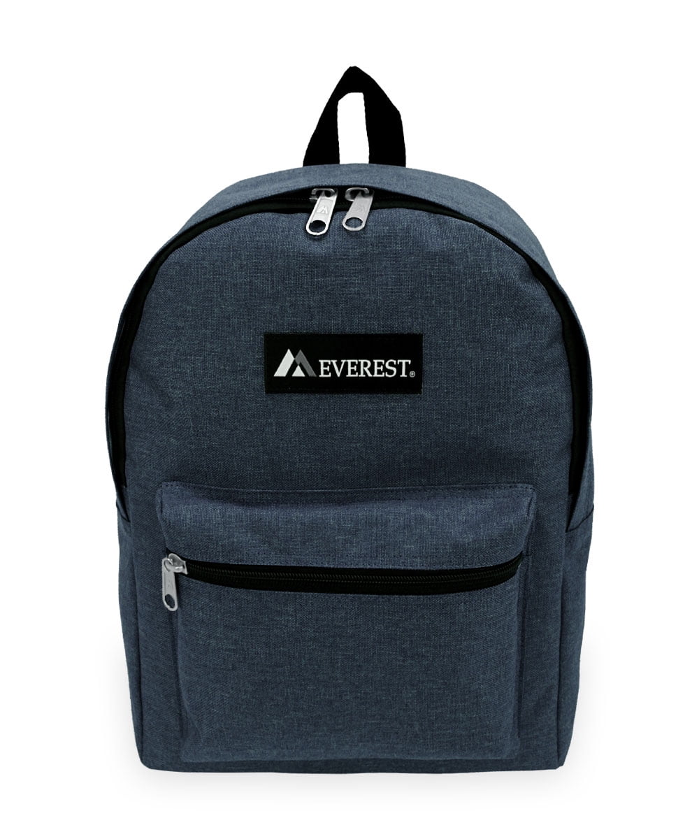 Everest 15" Basic Denim Backpack, Black All Ages, Unisex 1045DM-BK, Carrier and Shoulder Book ...