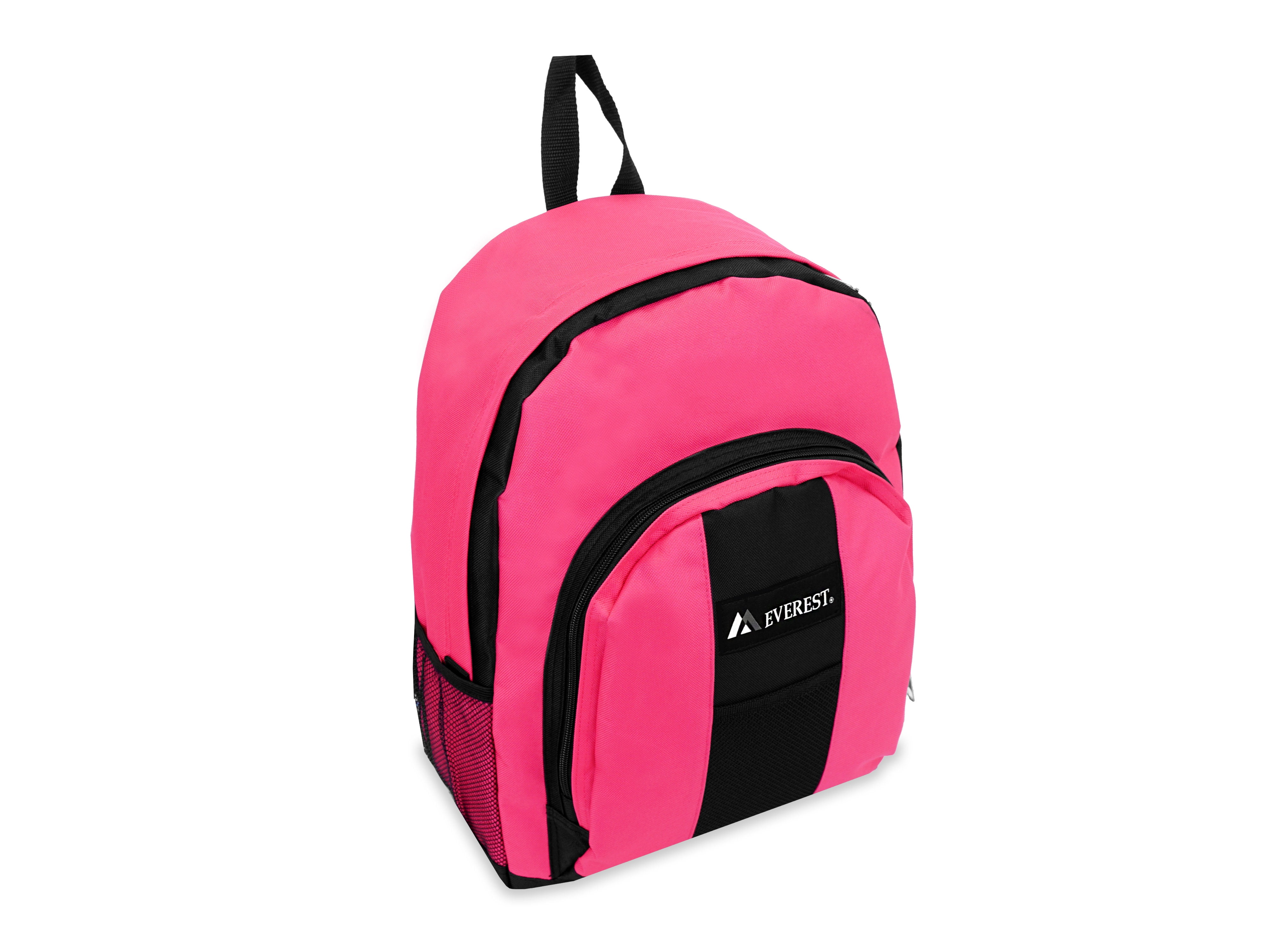 Everest 17" Backpack with Front & Side Pockets, HOT PINK/BLACK All Ages ...