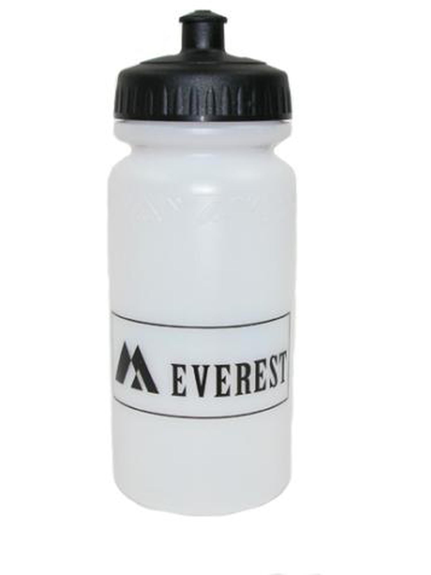 Everest 20 oz White and Black Plastic Water Bottle with Pull Top Lid ...