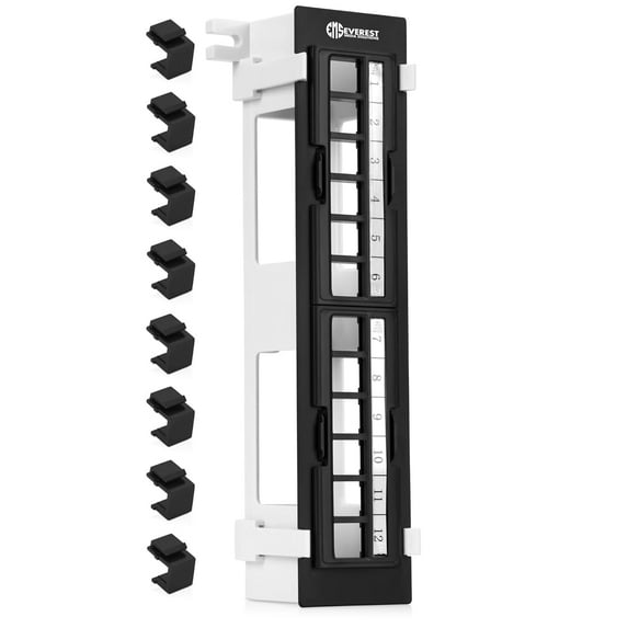 Everest Media 12-Port Keystone Patch Panel (1-Pack) - Removable 6-Port ...