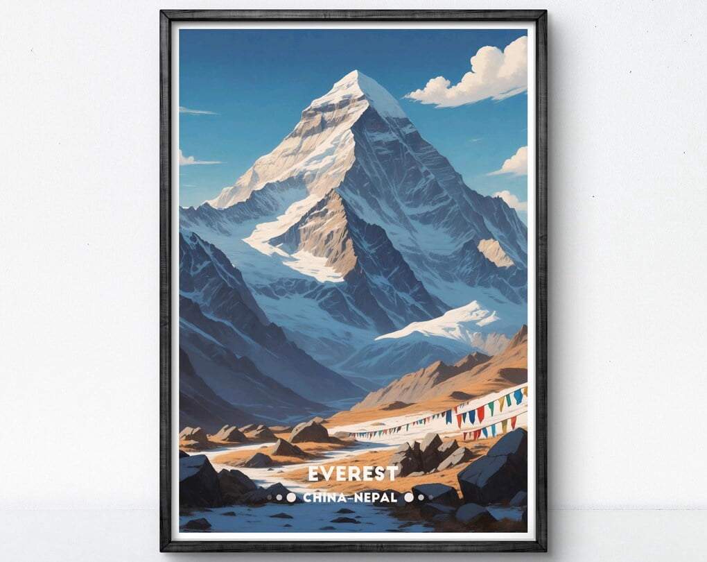 Everest Poster Art Print Mountain Wall Decor & Nature Landscape Perfect ...
