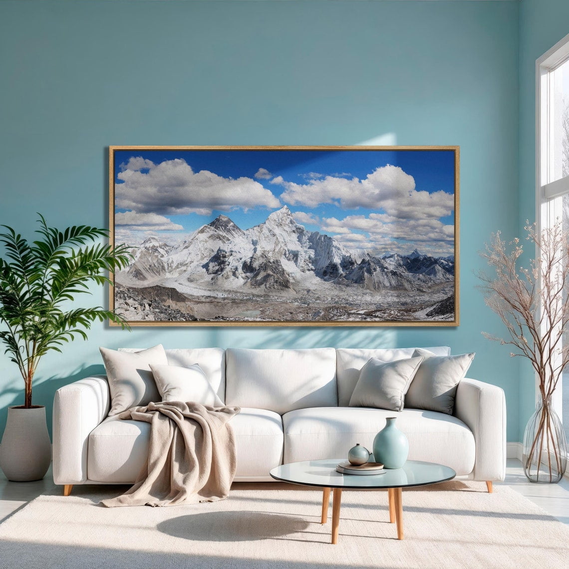 Everest Summit Print Himalayan Mountain Panoramic Wall Art Poster Decor ...