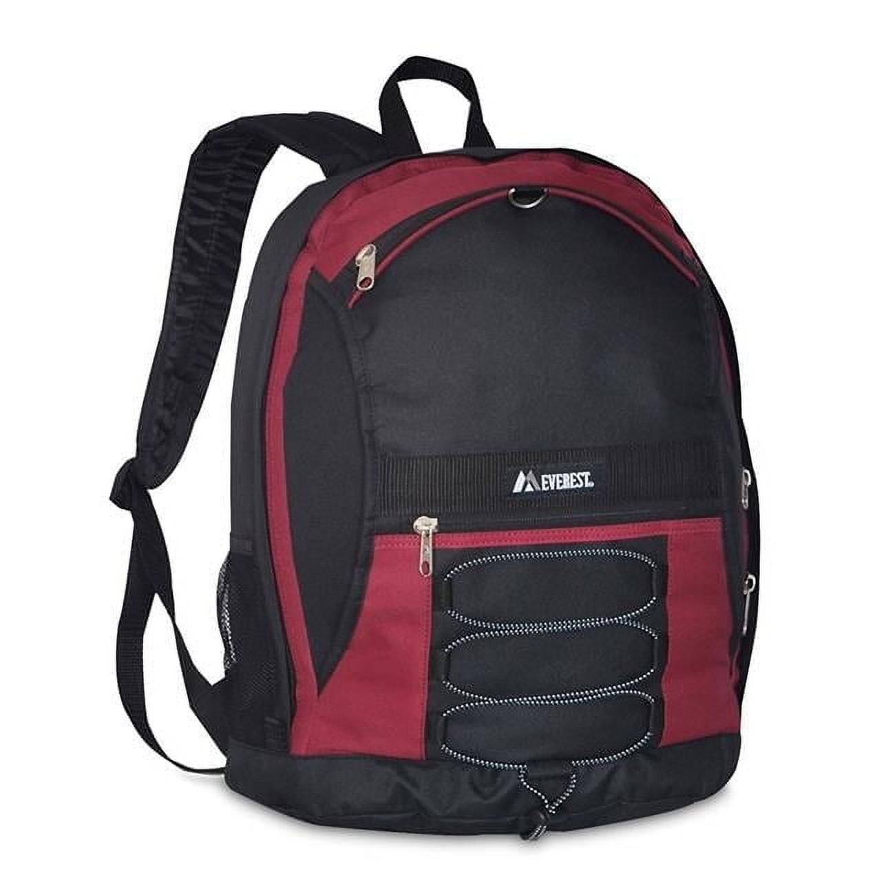 Everest Two-Tone Backpack with Mesh Pockets - Burgundy & Black - Walmart.com