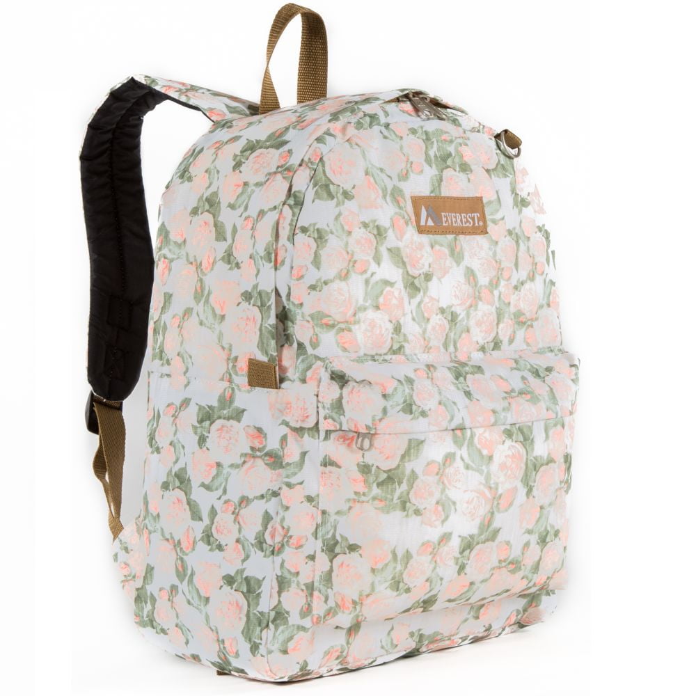 Everest Unisex Padded Shoulder Straps Book Bag Backpack, Vintage Floral ...