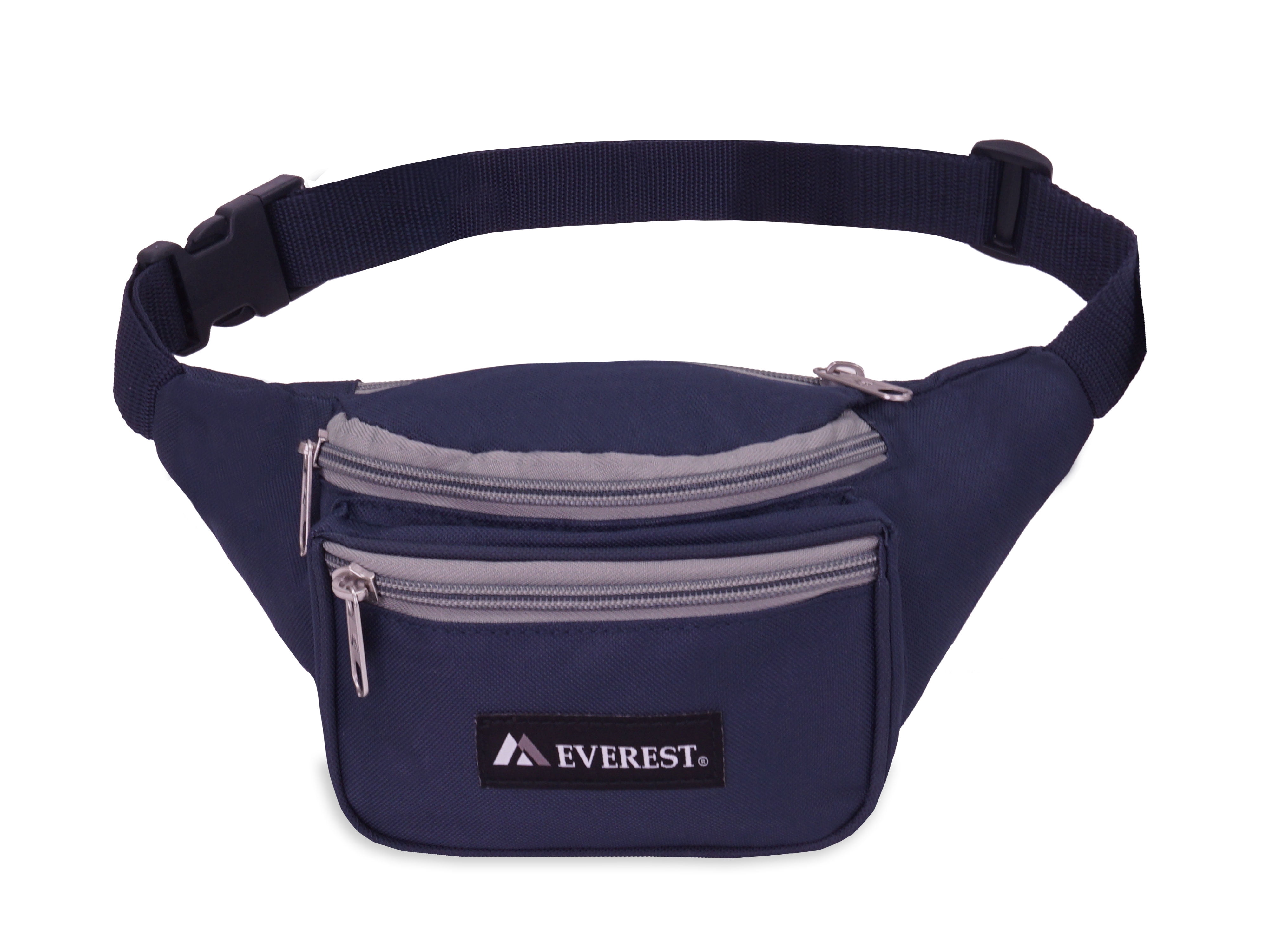 Everest Unisex Signature Waist Fanny Pack, Navy Gray - Walmart.com