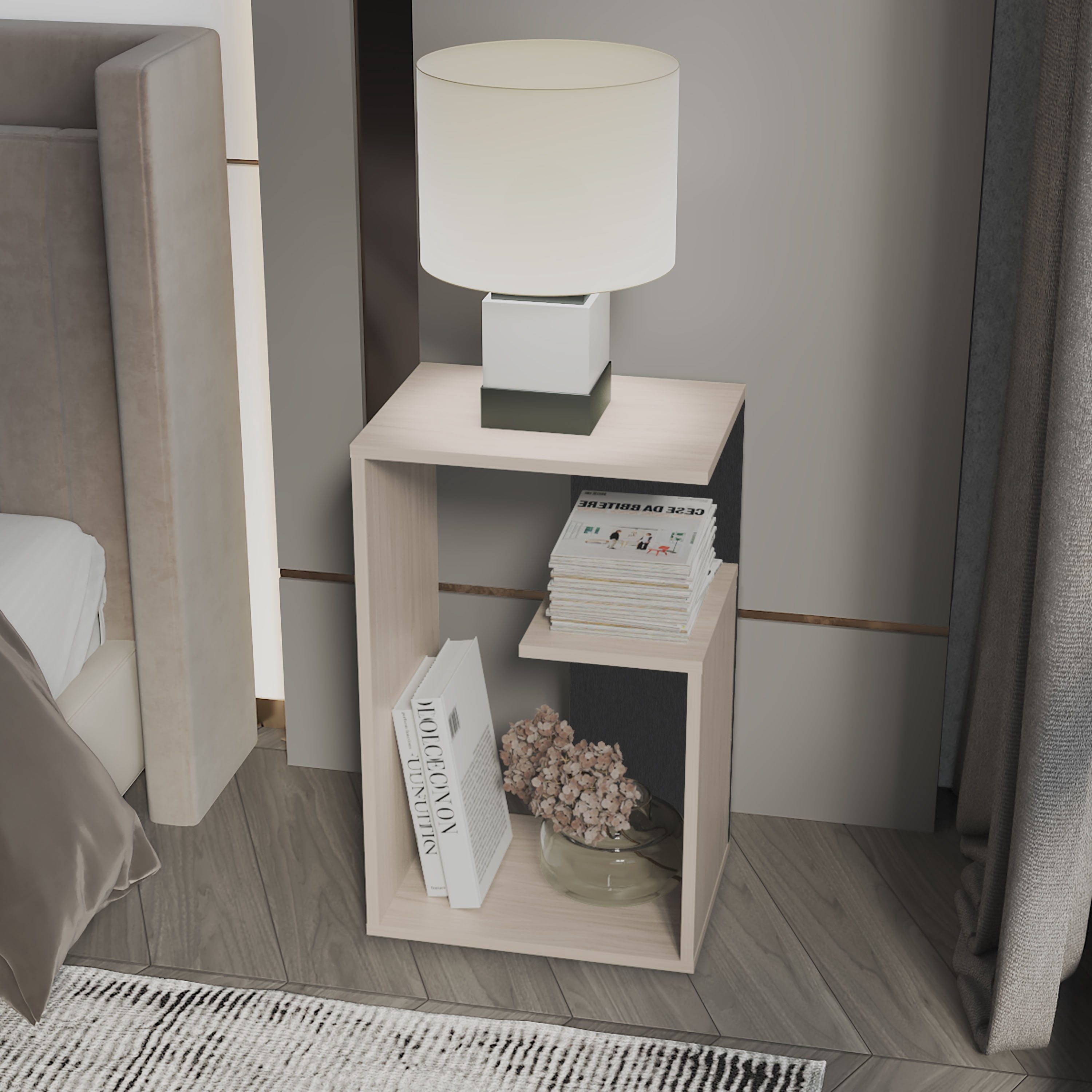 Everet 25" High 3-Tier Open Shelves Night Stand,Multi Particle Board ...