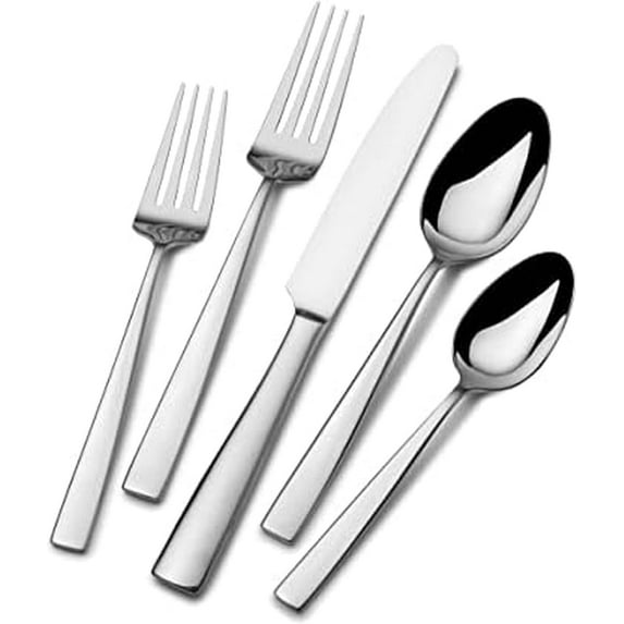 Everett 101-Piece Flatware Set for 12, 18/10 Stainless Steel Cutlery ...