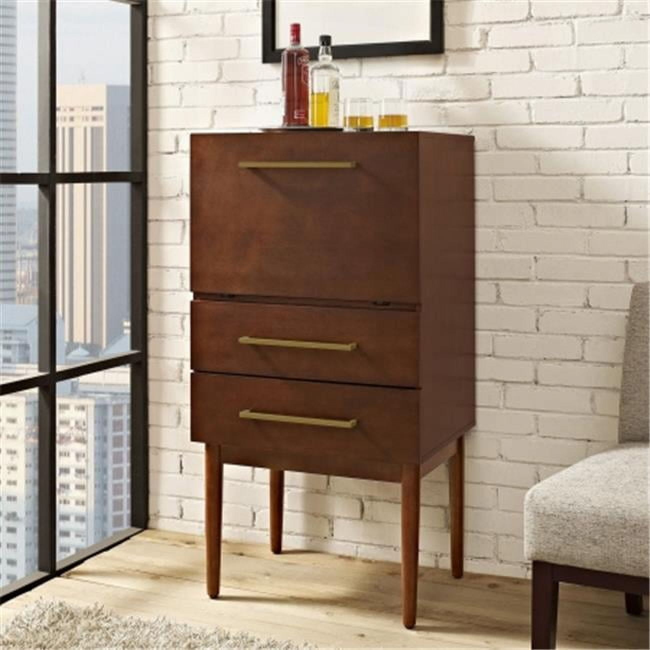 Everett Media Console, Mahogany - Walmart.com