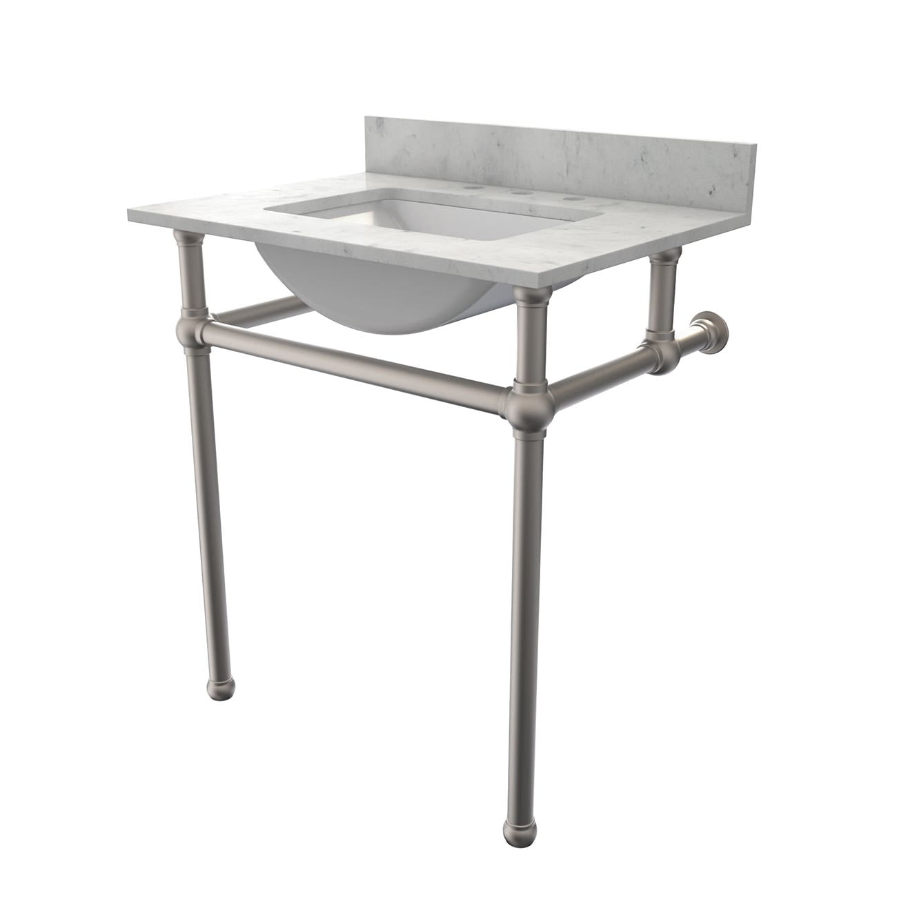 Everett Metal Sink Stand With Carrara Marble Vanity Top and Waterfall ...