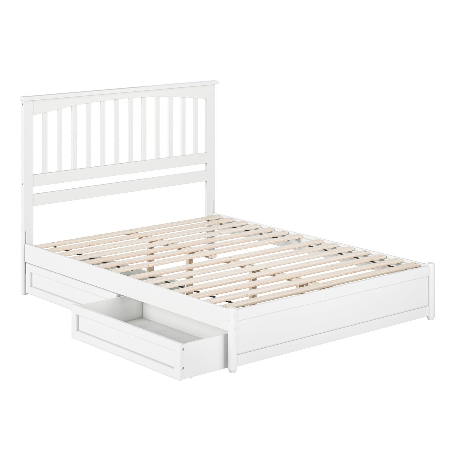 Everett Queen Wood Platform Bed with Panel Footboard & Storage Drawers ...