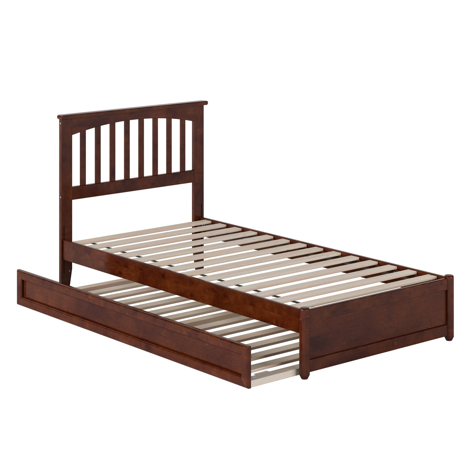 Everett Twin XL Wood Platform Bed with Panel Footboard & TXL Trundle in ...