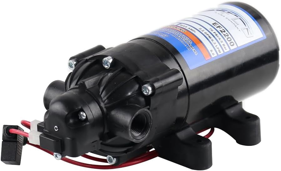 Everflo 12V On-Demand Diaphragm Pump - 2.2GPM, 70 PSI, 3/8" FNPT Ports ...