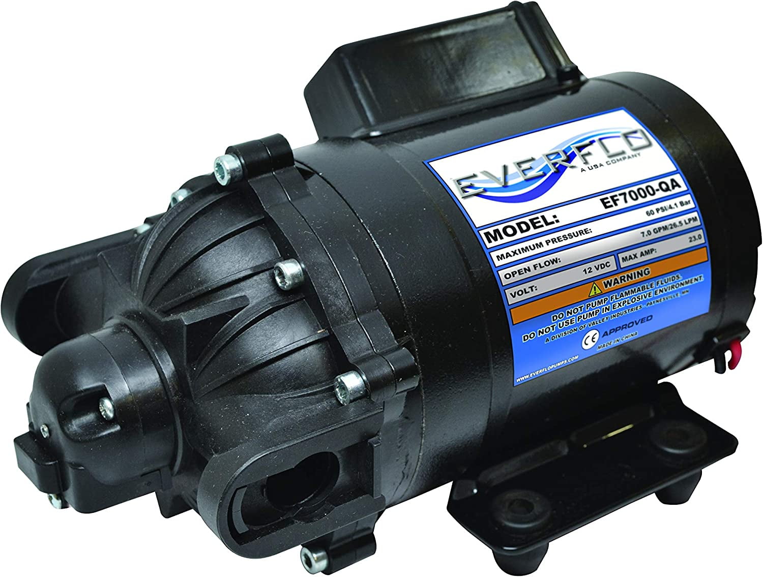 Everflo 12V On-Demand Diaphragm Pump - 7.0GPM, 60 PSI, Quick Attach Ports - Walmart.com