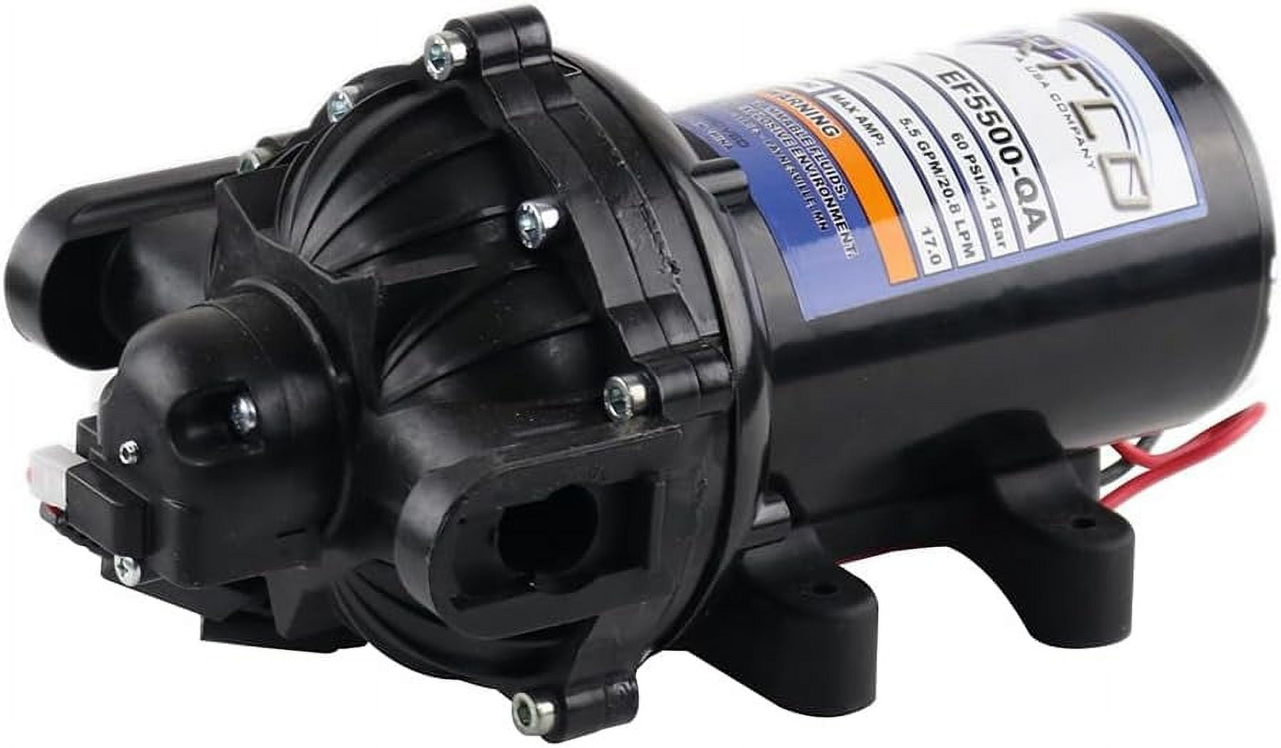Everflo 12V On-Demand Diaphragm Pump - 5.5GPM, 60 PSI, Quick Attach ...