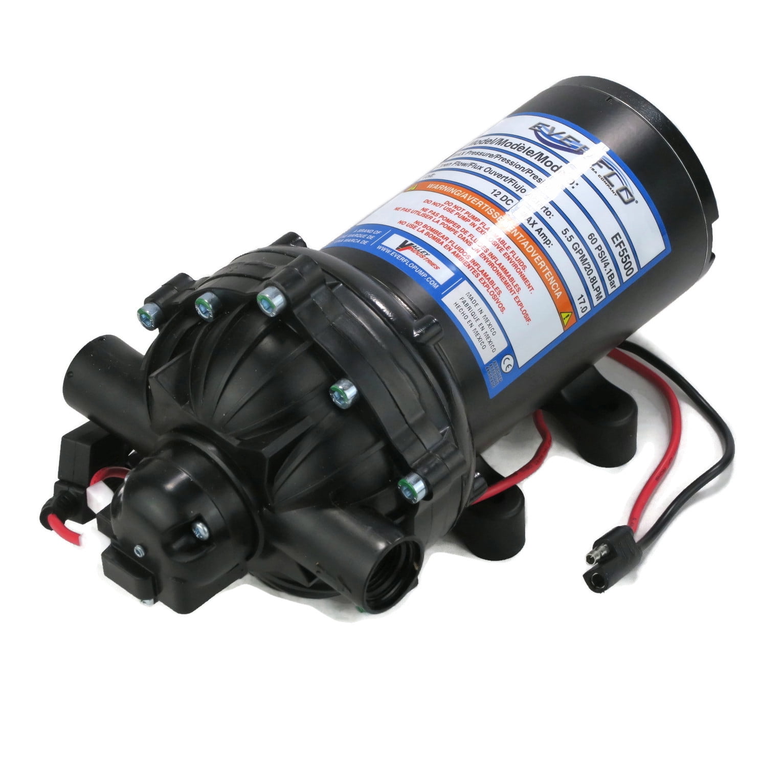 The ROP Shop Everflo 12 Volt 5.5 GPM Diaphragm Water Pump, 60 PSI, Lawn ...