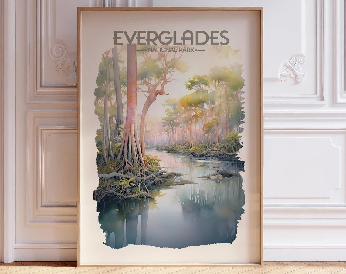Everglades National Park Watercolor Travel Poster - Us National Parks ...