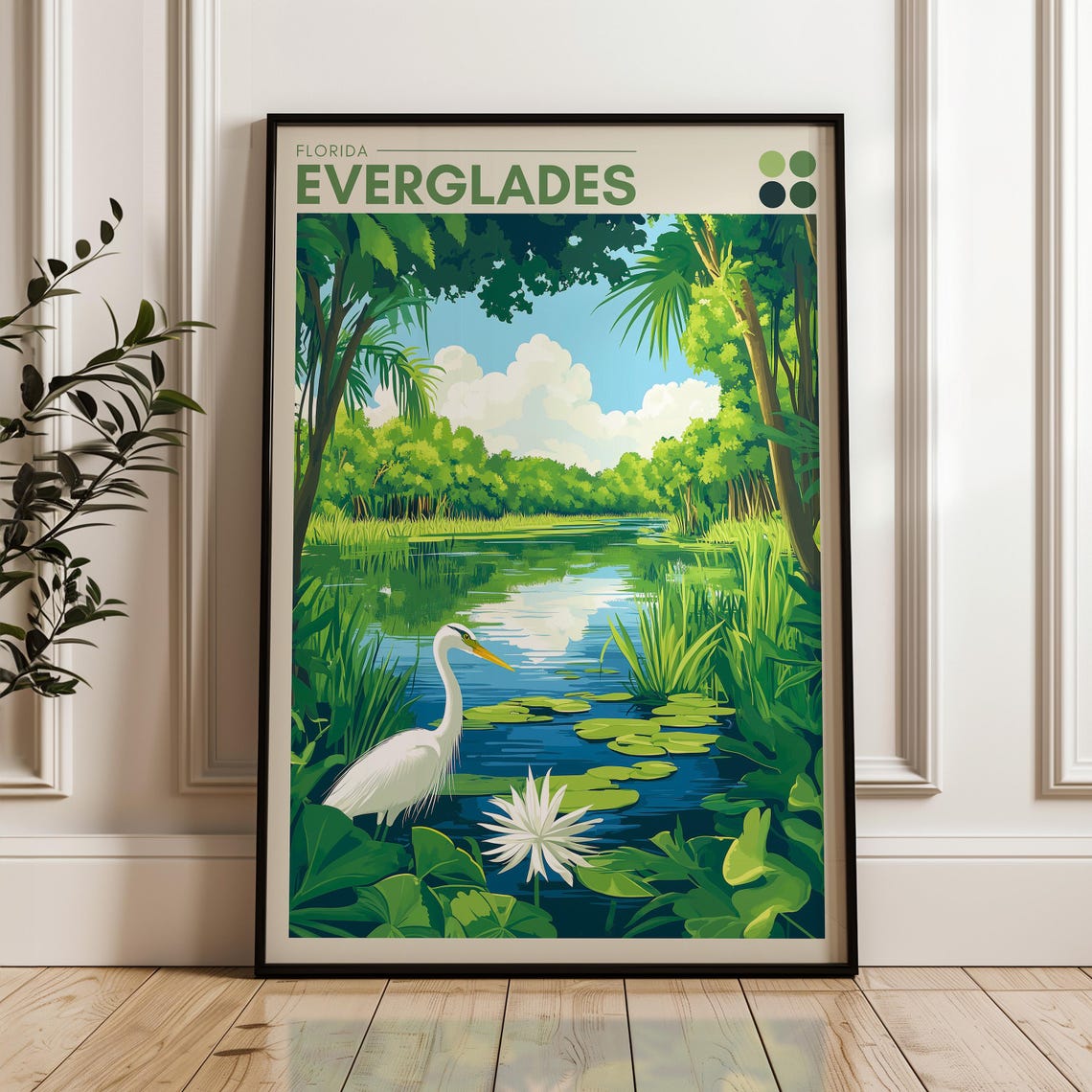 Everglades Travel Poster - Florida Wall Art Print, Wetland Illustration ...