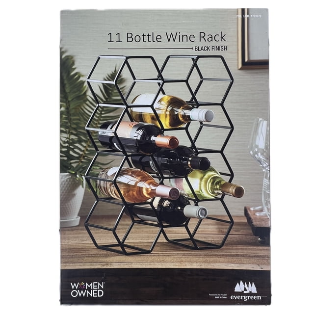 Evergreen 11 Bottle Wine Rack, Black - Walmart Business Supplies