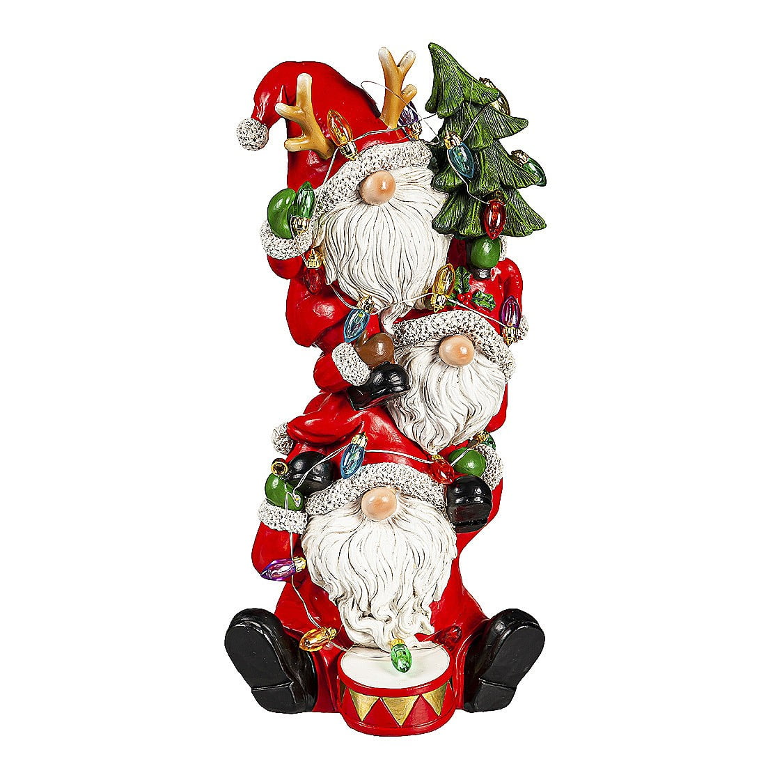 Evergreen 11"H LED Battery Operated Stacked Santa's Garden Statue- Fade ...