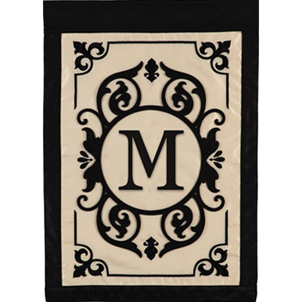 Evergreen 12.5 in. x 18 in. Cambridge Monogram Garden Applique Flag ...