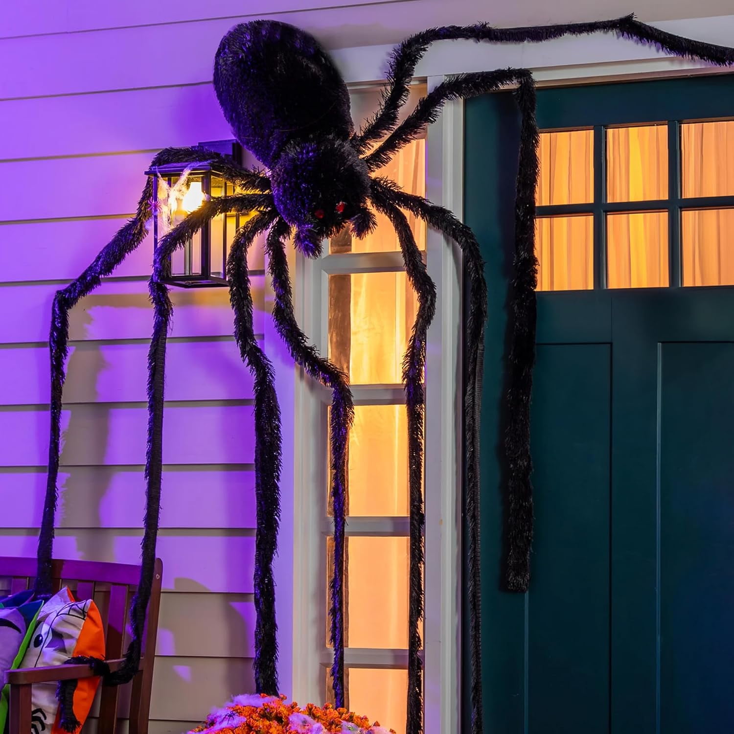 Evergreen 12 Foot Giant Black Spider with Flexible Dangling Legs ...