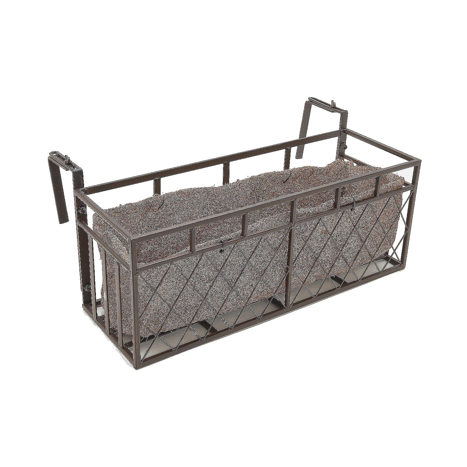 Evergreen 20 in. Lattice Criss Cross Wrought Iron Railing Planter with ...