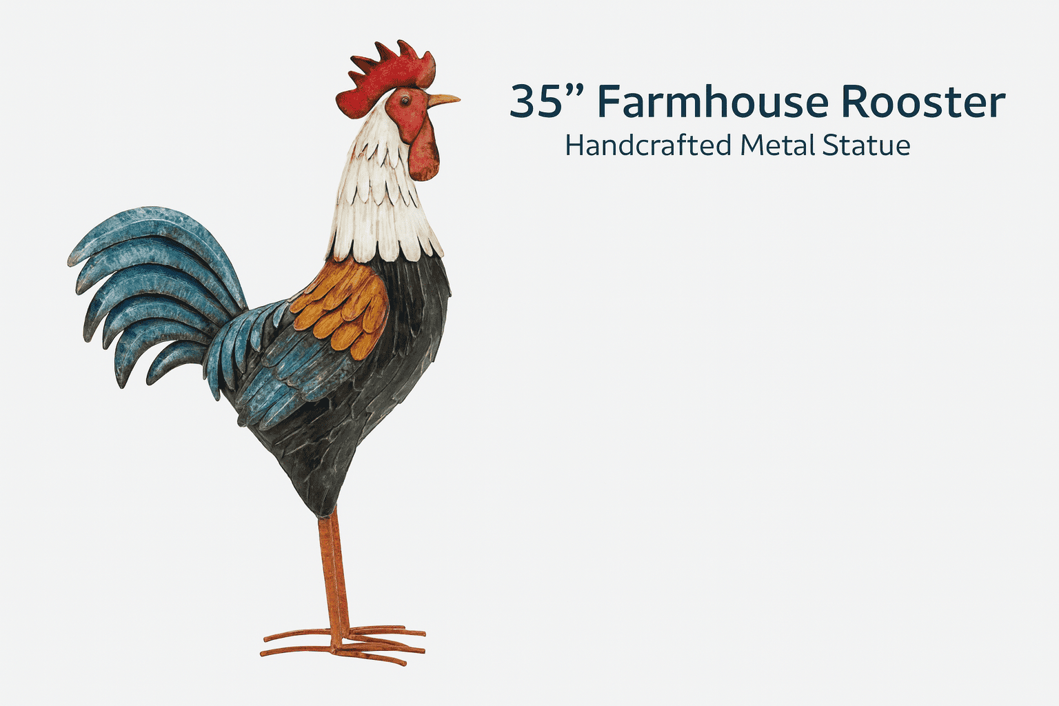 Evergreen 35 Inch Farmhouse Rooster Metal Statue - Walmart.com