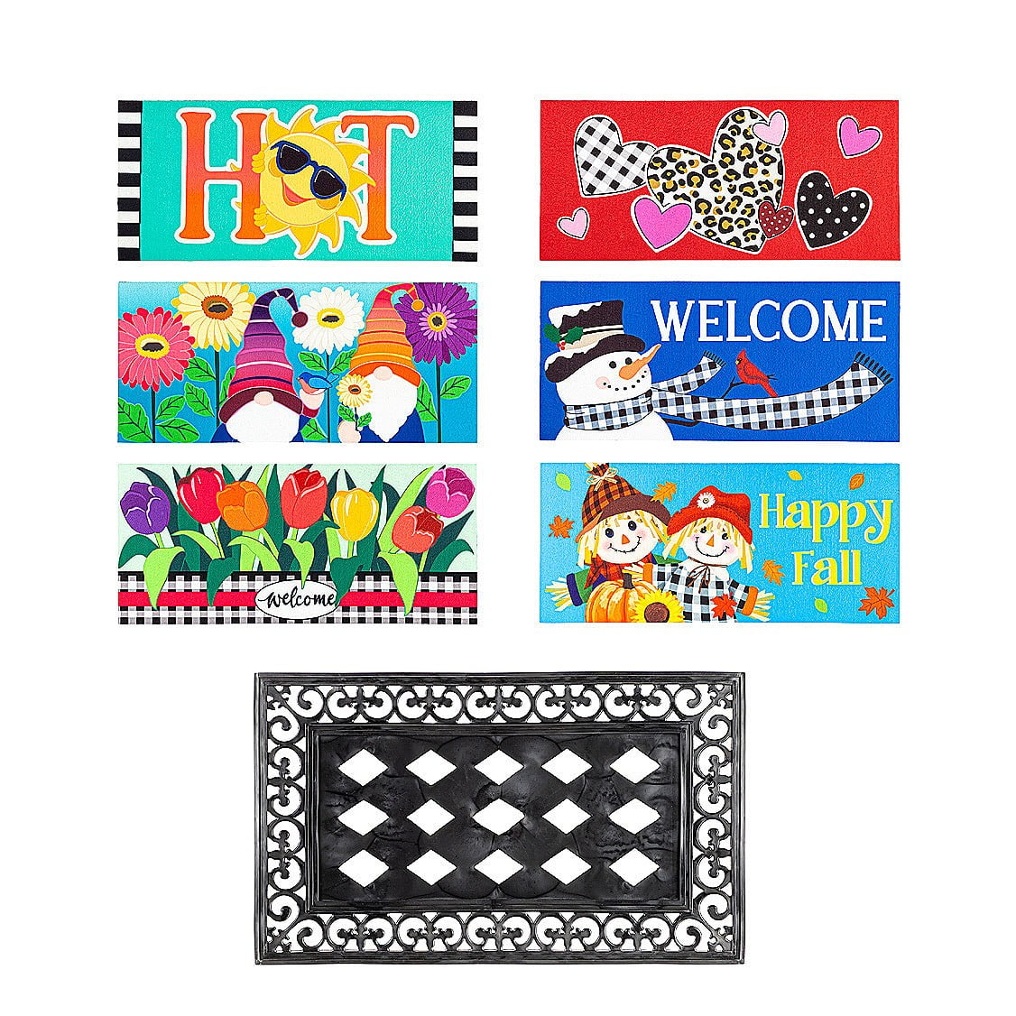 Evergreen 4-Season Sassafras Mats, Set of 6, Whimsical - Walmart.com