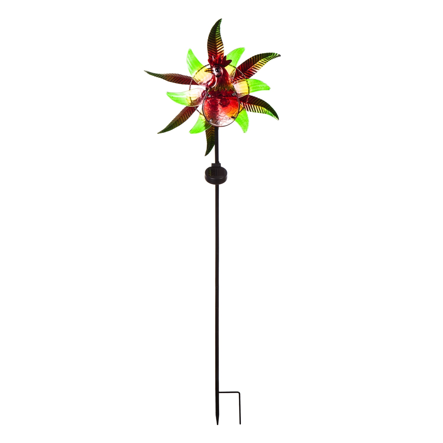 Evergreen 48"H Solar Staked Wind Spinner, Glass Rooster- - Walmart.com