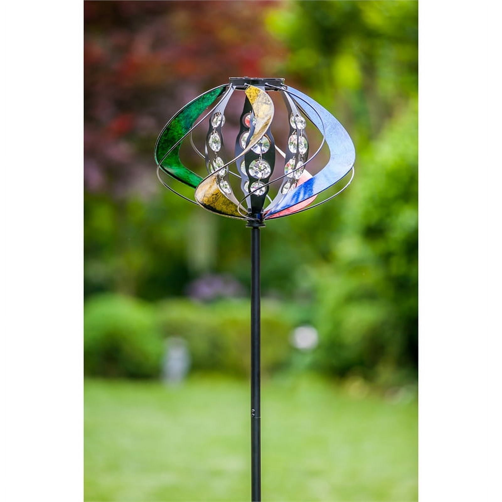 Evergreen 60" Solar Foiled Sphere Wind Spinner, 15''x 60'' x 15 ...