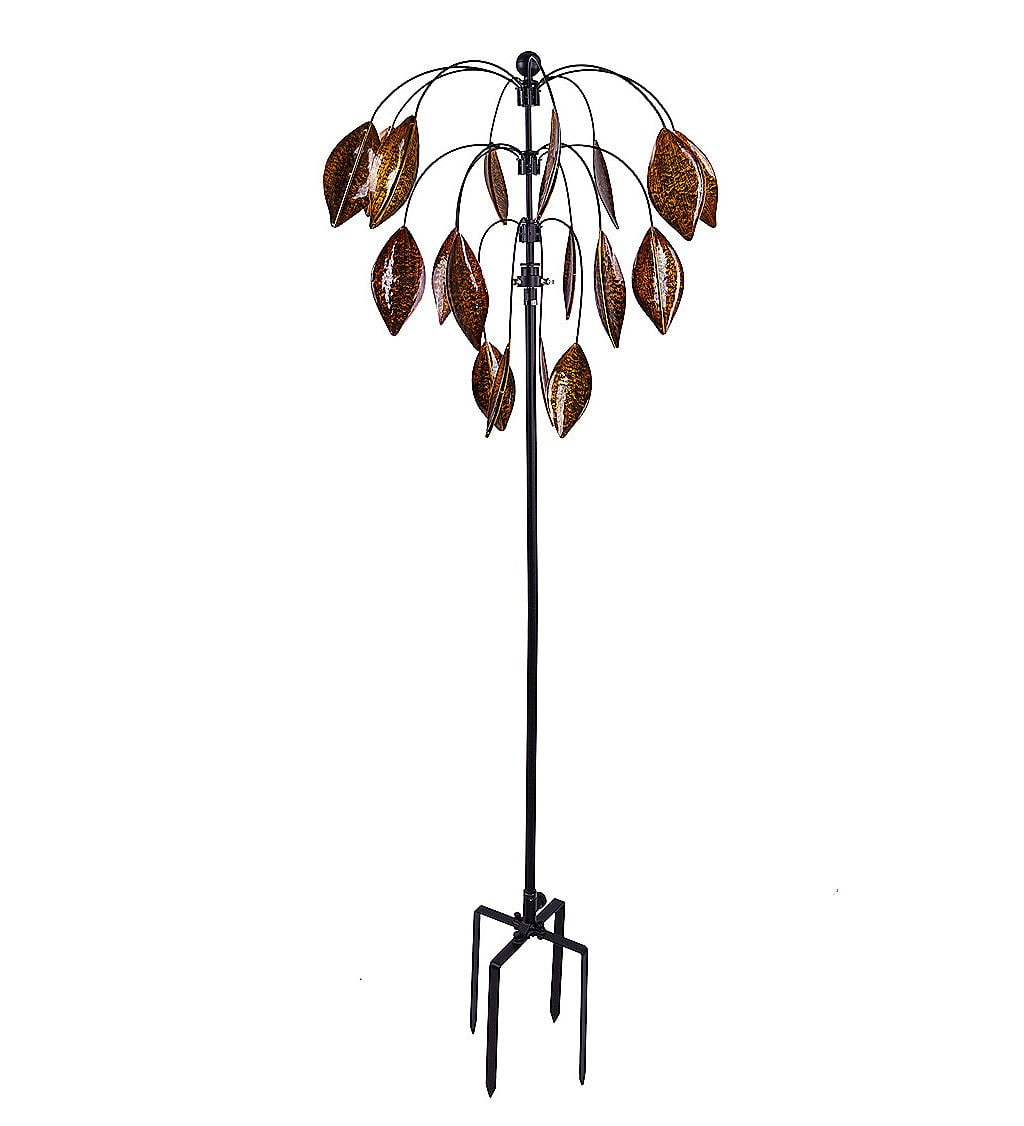 Evergreen Outdoor Metal Leaf Spiral, 84"H Misting Wind Spinner for Lawn ...