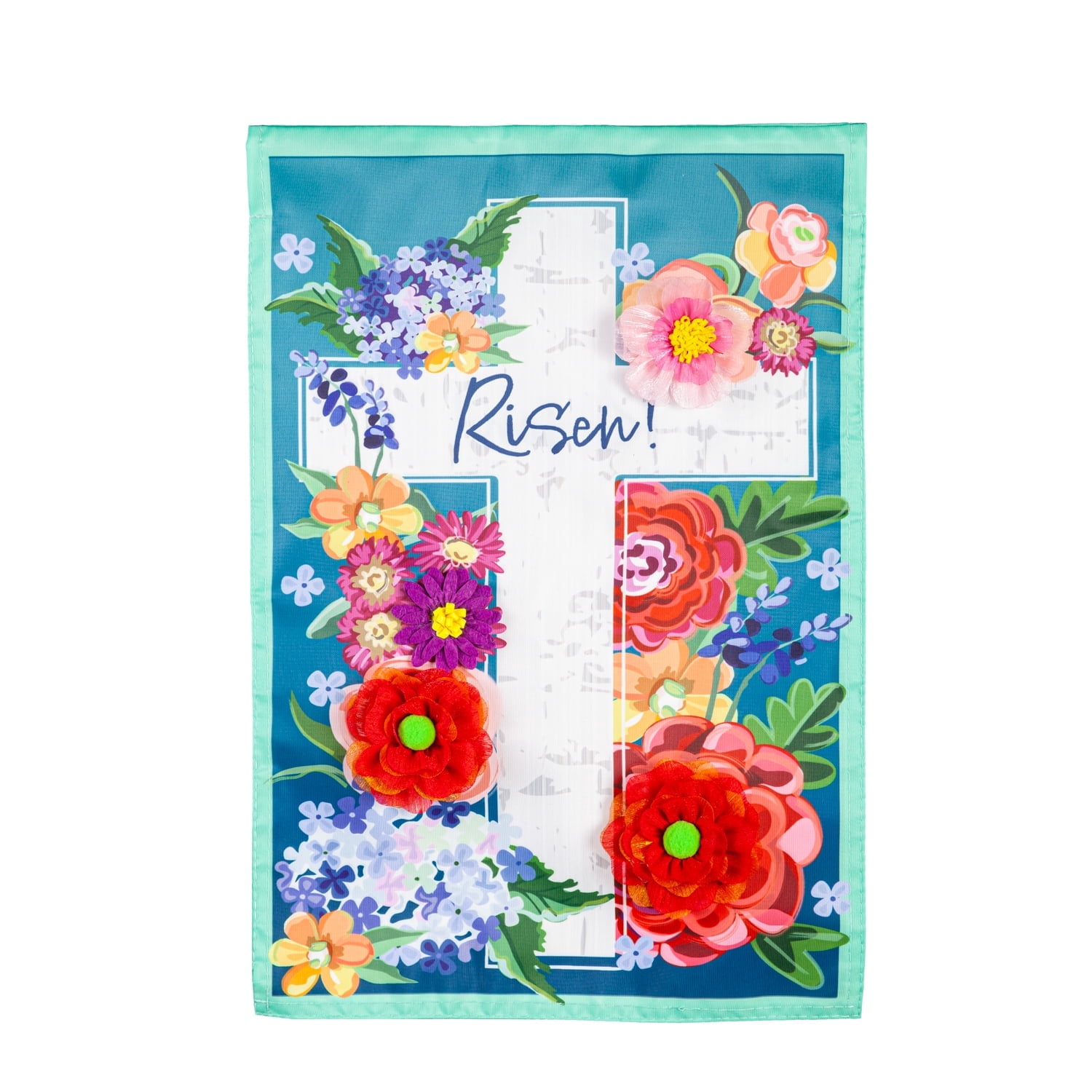 Evergreen Applique Garden Flag - Floral Easter Cross, 12.5 x 18 inch ...