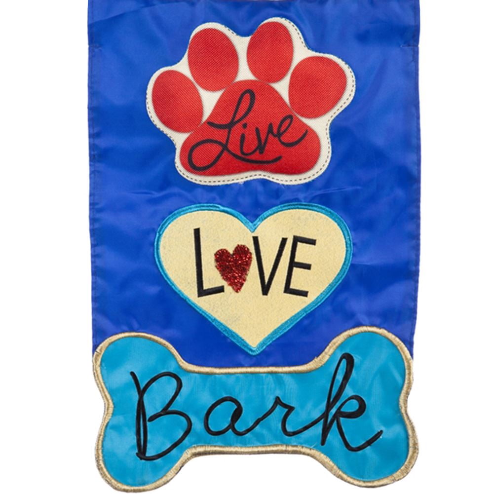 Evergreen Applique Garden Flag - Live Love Bark - Walmart.com