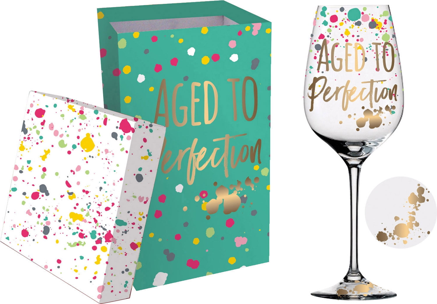 Evergreen Beautiful Aged To Perfection Wine Glass with Box - 4 x 4 x 9 ...
