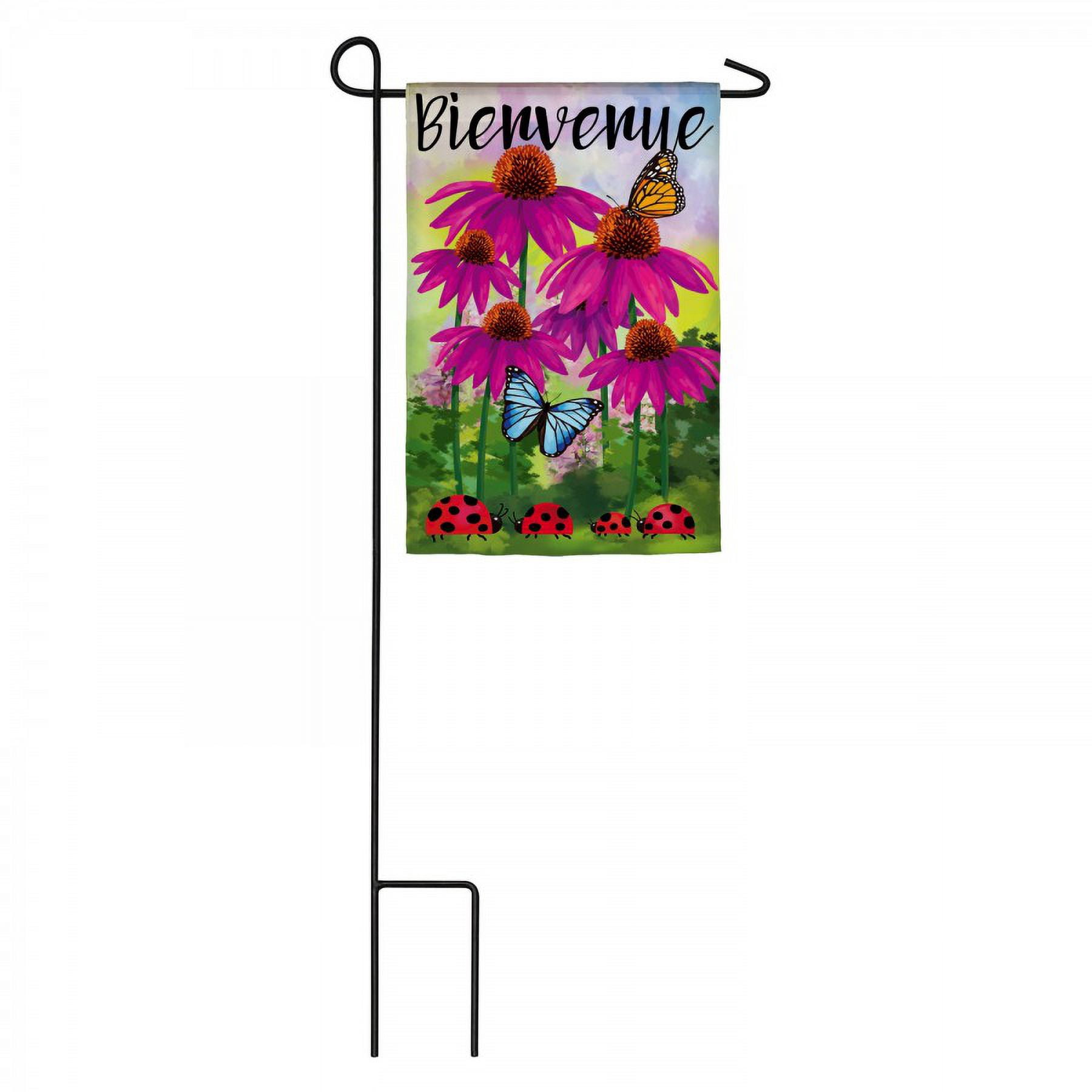 Evergreen Bienvenue Coneflowers Garden Suede Flag - Walmart.com